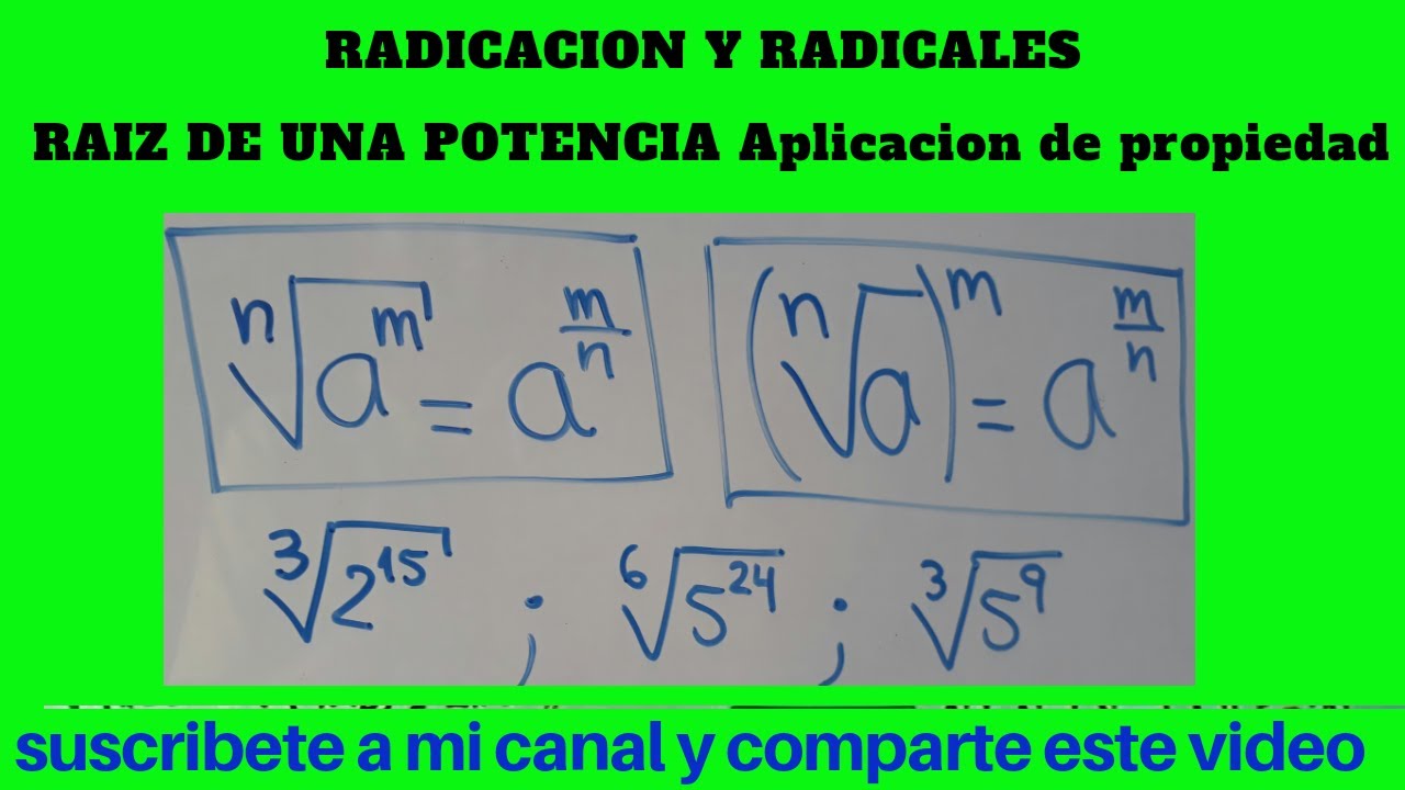 RAIZ DE UNA POTENCIA DENTRO DE RADICACION Y RADICALES EJEMPLOS DE ...