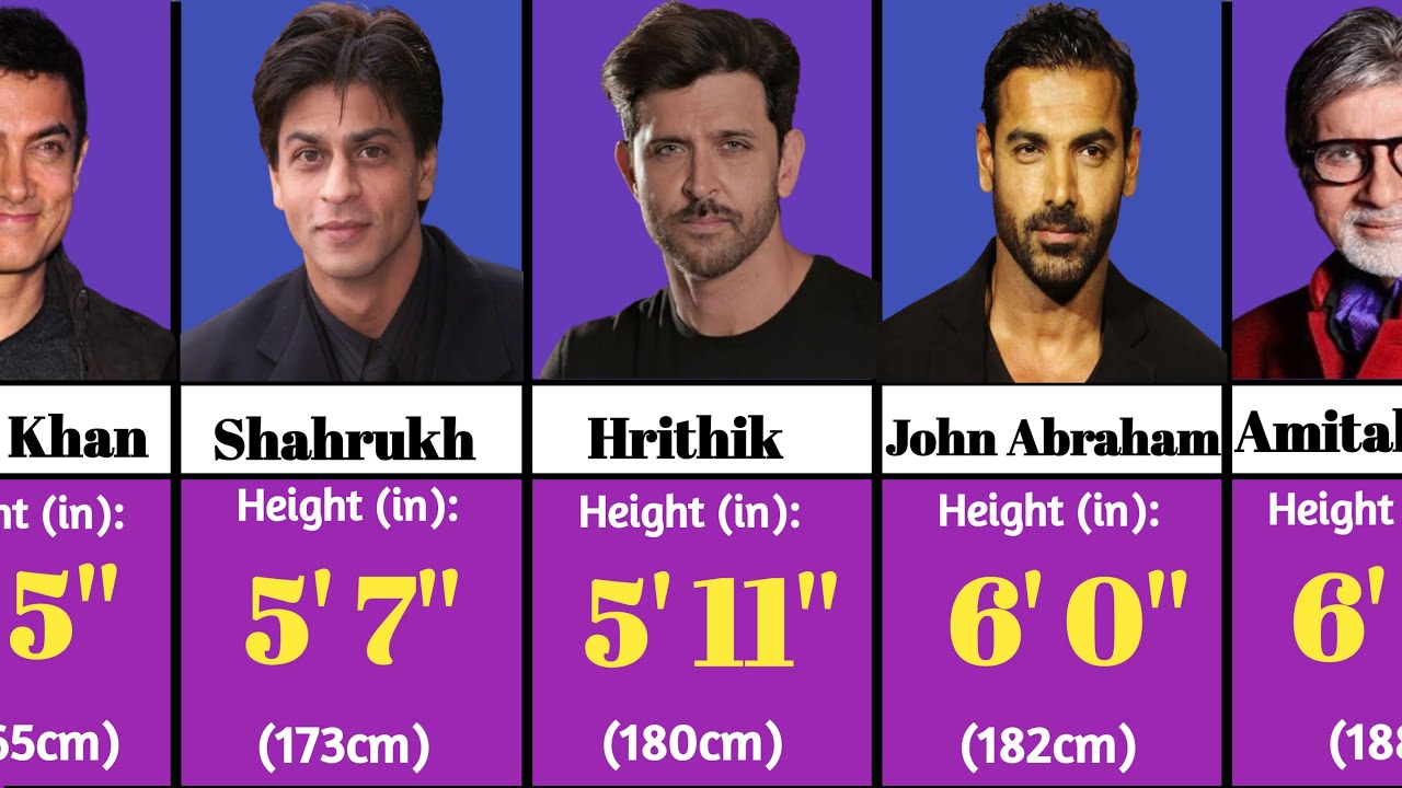 Height Of Famous Indian Bollywood Actors | Shortest To Tallest - YouTube