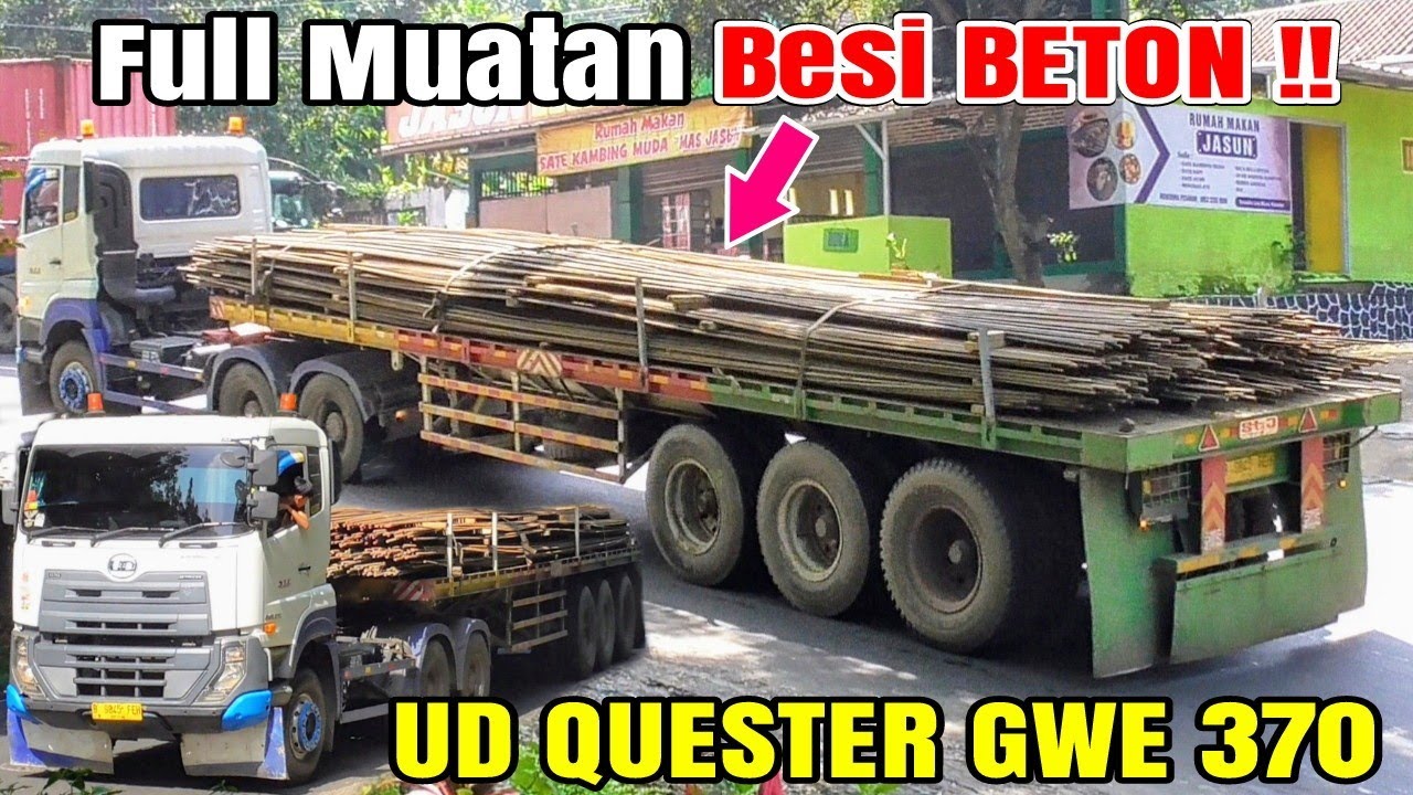 TRAILER QUESTER !! FULL MUATAN BESI, HINO RANGER TUA, TRAILER KONTAINER ...