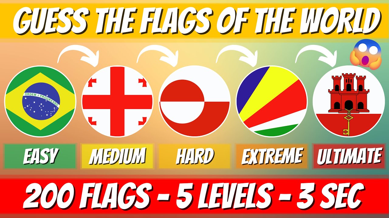 GUESS AND LEARN THE FLAGS OF THE WORLD - 200 FLAGS IN 5 DIFFICULTIES ...