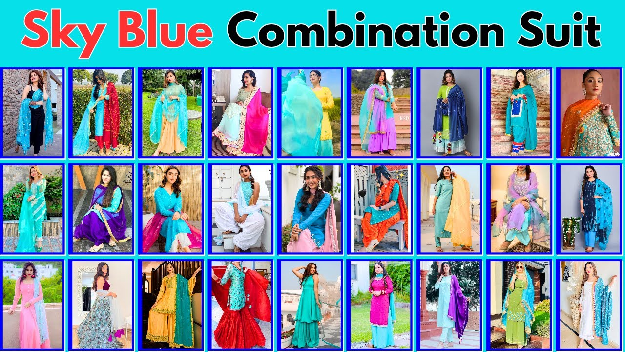 💙 Sky Blue Color Combination Suit Design | Beautiful Colour Combination ...