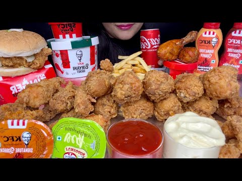 ASMR EATING KFC WHOLE MENU,CHICKEN LEG PIECE,ZINGER BURGER,BIRYANI,HOTWINGS*EATING VIDEOS*spiceasmr