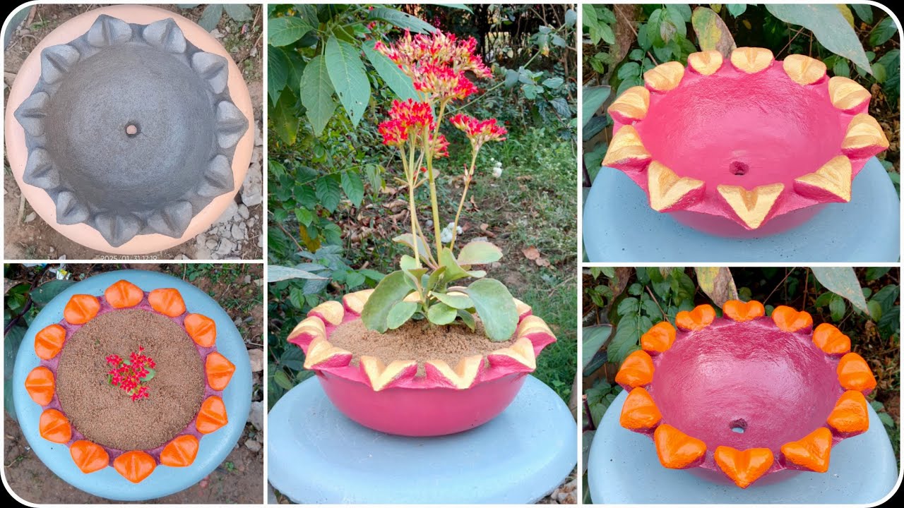 Easy and beautiful | unique cement planter - YouTube