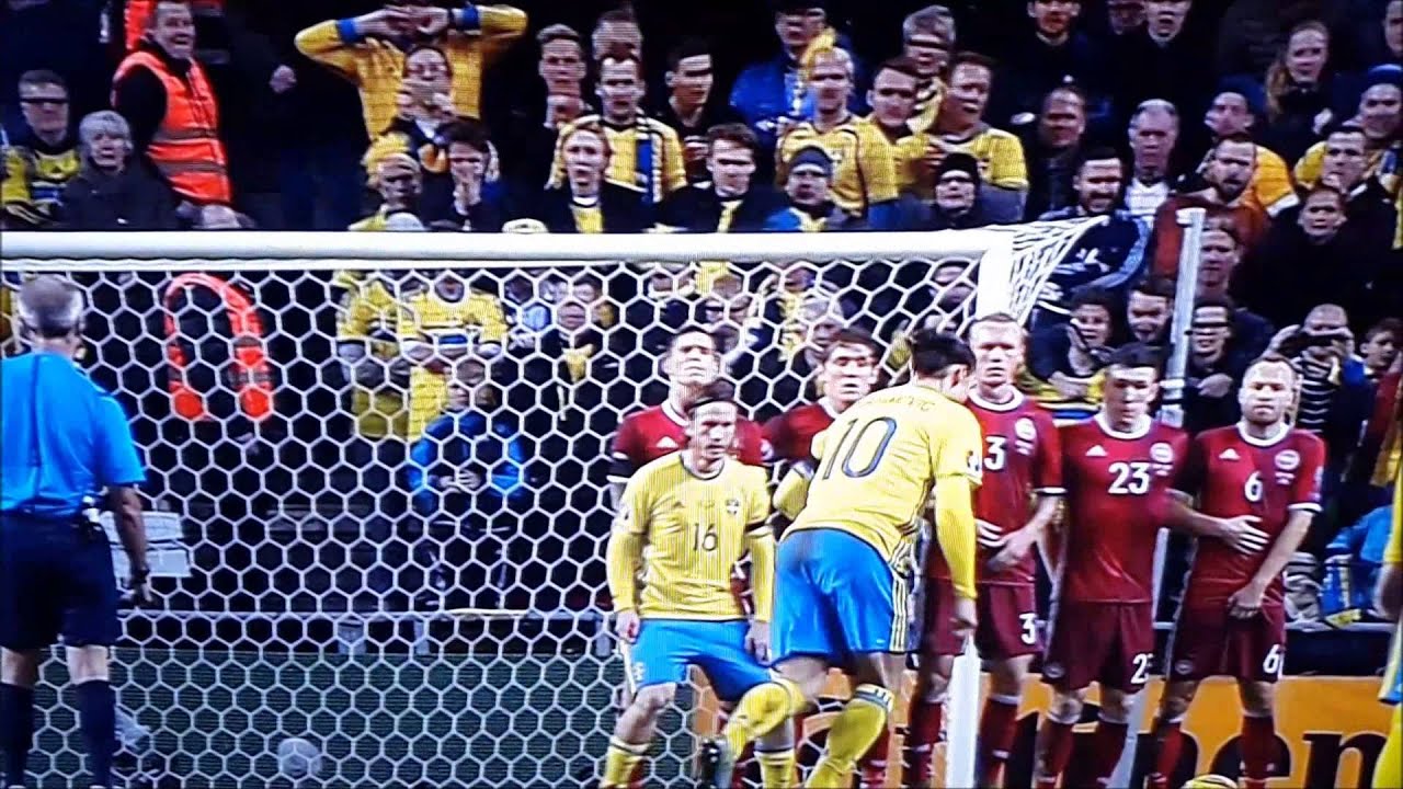 Zlatan Ibrahimovic Free Kick Denmark Sweden. Nice!!! - YouTube
