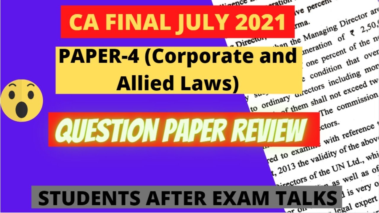 CA Final LAW Paper Analysis | CA Exam | CA Exam Update | CA Exam July ...