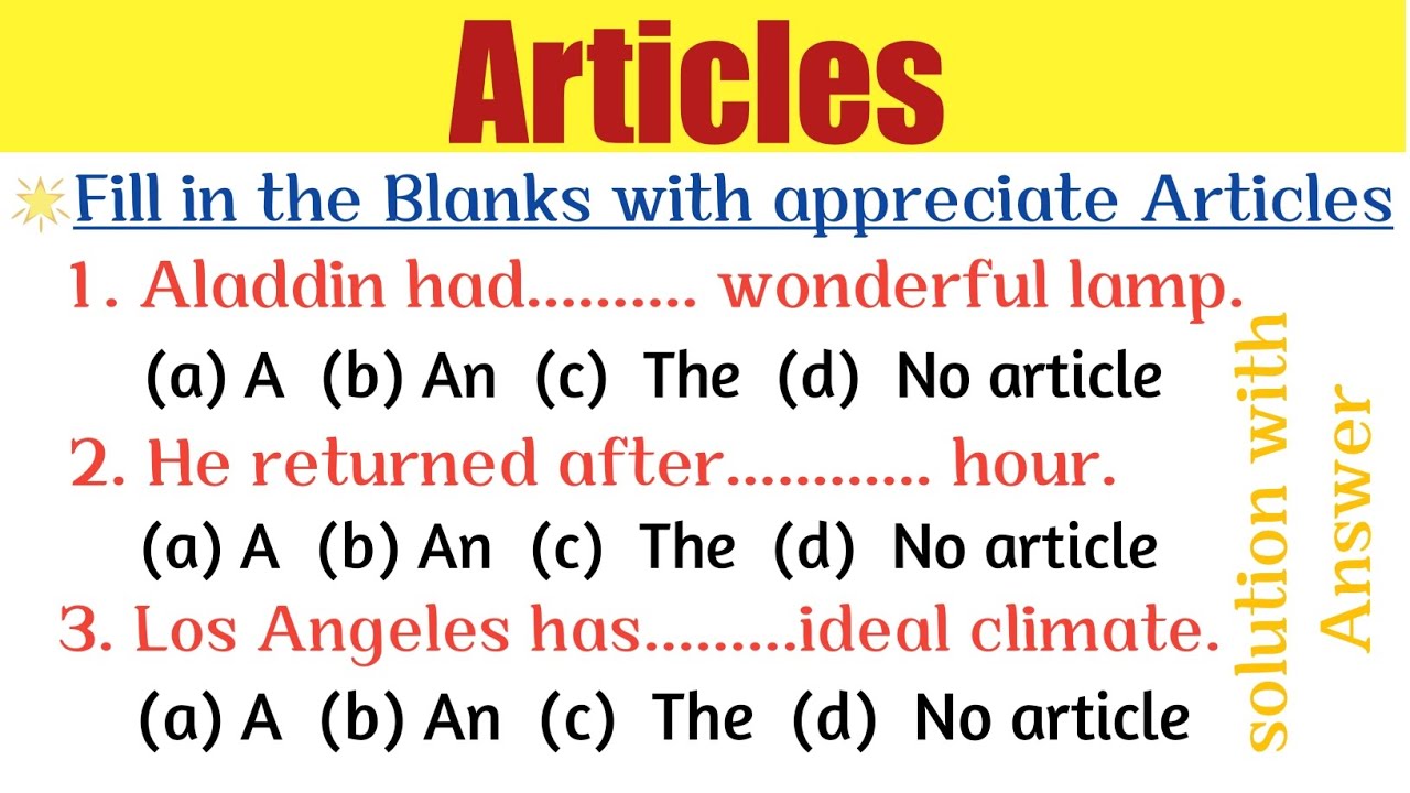 Article Question Practice Sets For All Competitive Exams|Articles ...