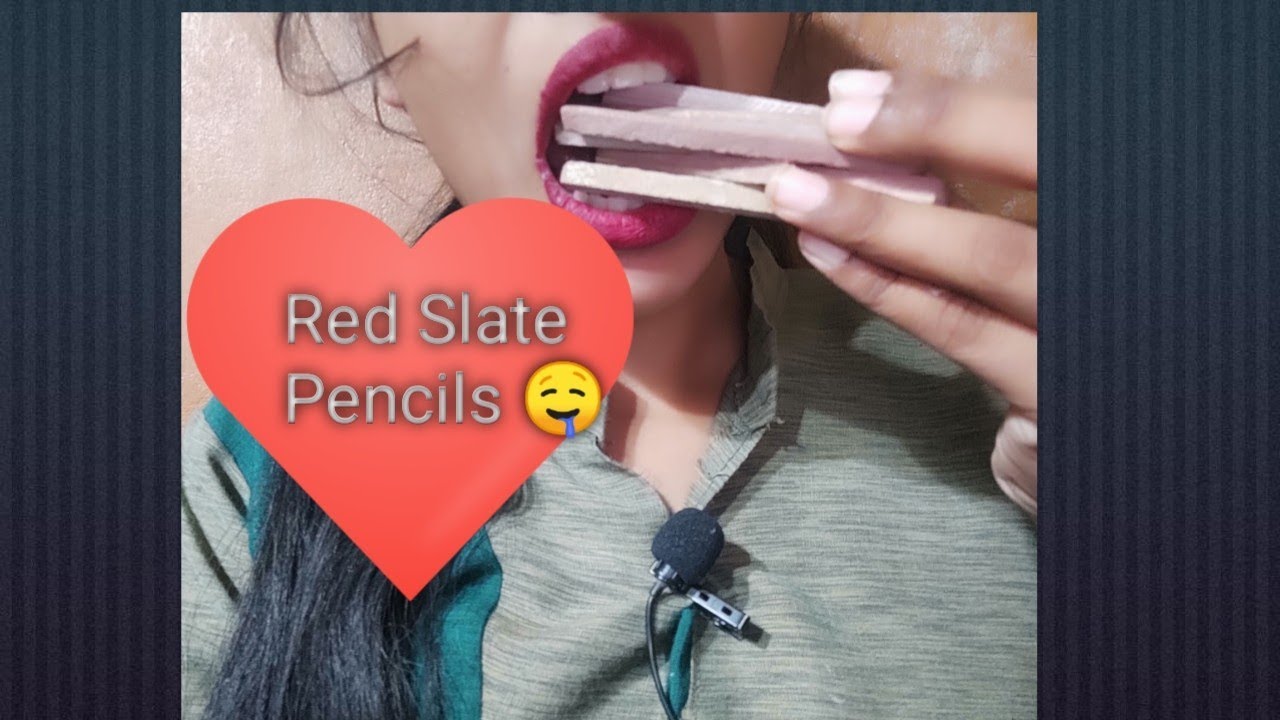 Eating Red Slate pencils ️/.... ASMR # - YouTube