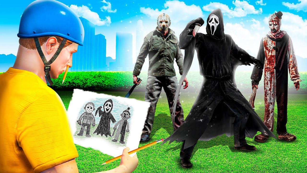 Whatever Killer I Draw I Become In GTA 5! - YouTube