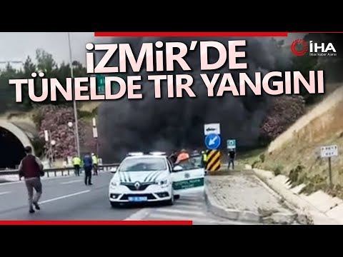 İzmir'deki Bayraklı Tünelleri'nde Tır Yandı