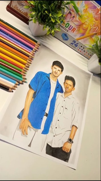 Brothers Sketch with colour pencils ️ #shorts #art #drawing - YouTube
