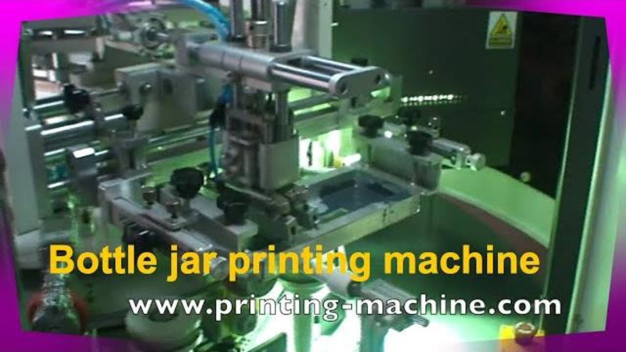cosmetic bottle jar automatic screen printing machine - YouTube