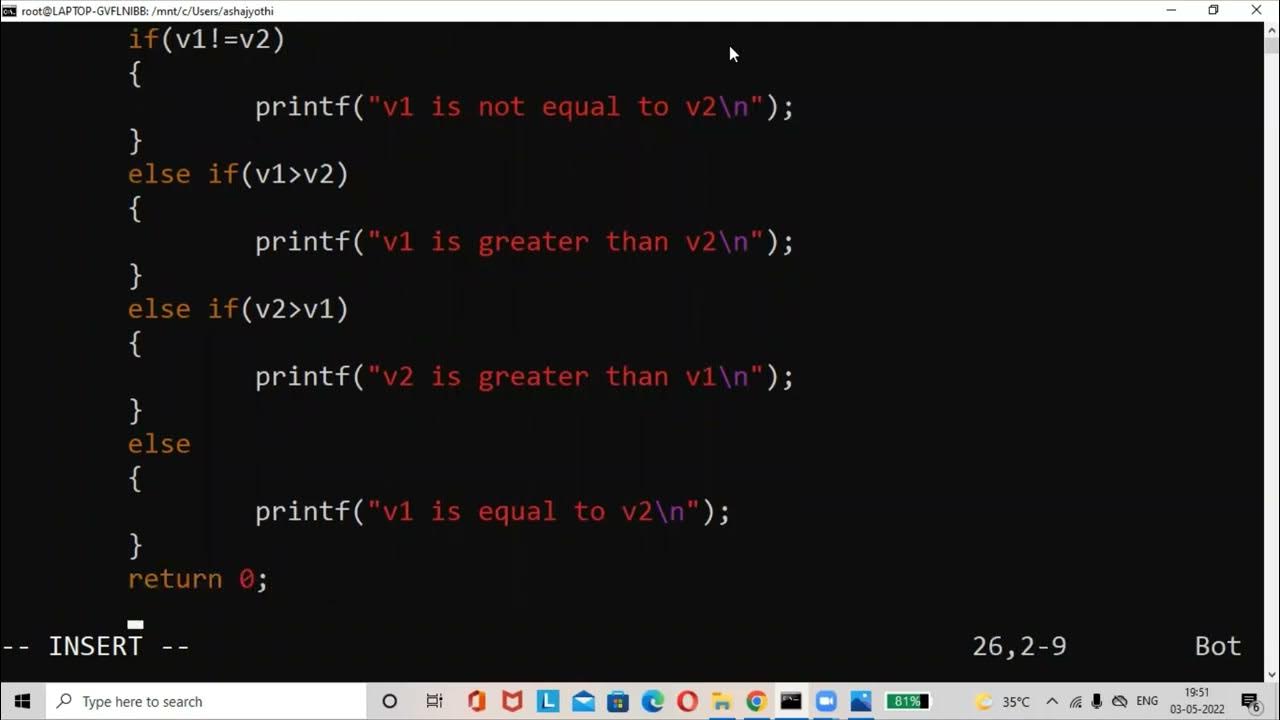 nested if else statement program in C language in Ubuntu Terminal - YouTube