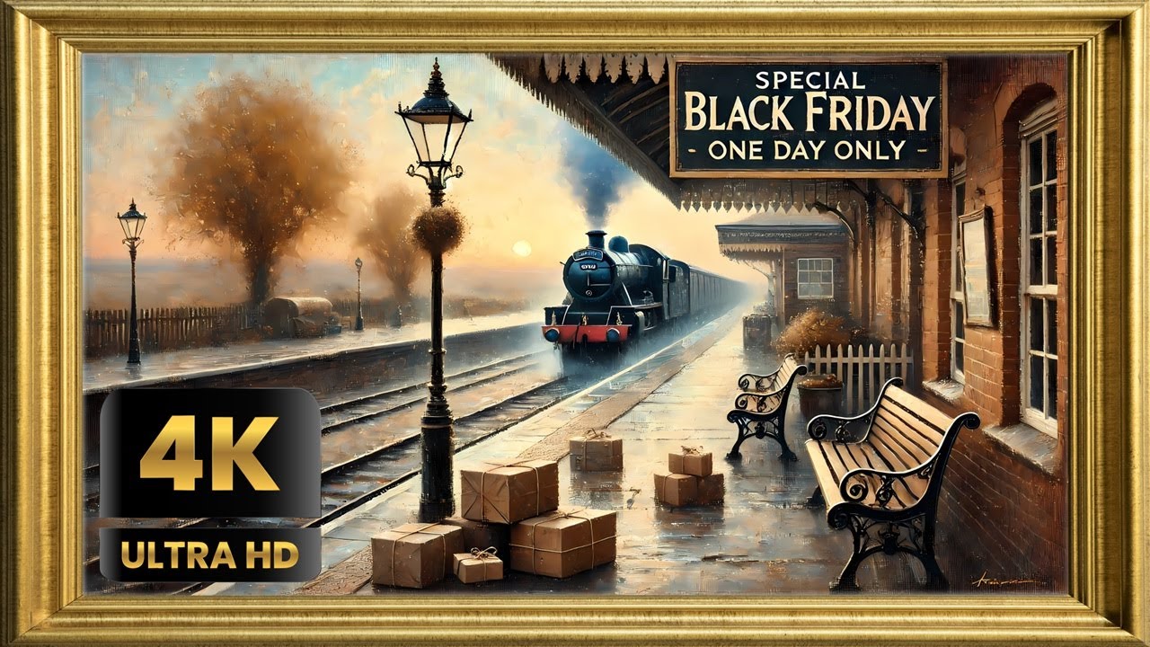 4K Vintage Black Friday Morning | Golden Frame Art Screensaver for TV ...