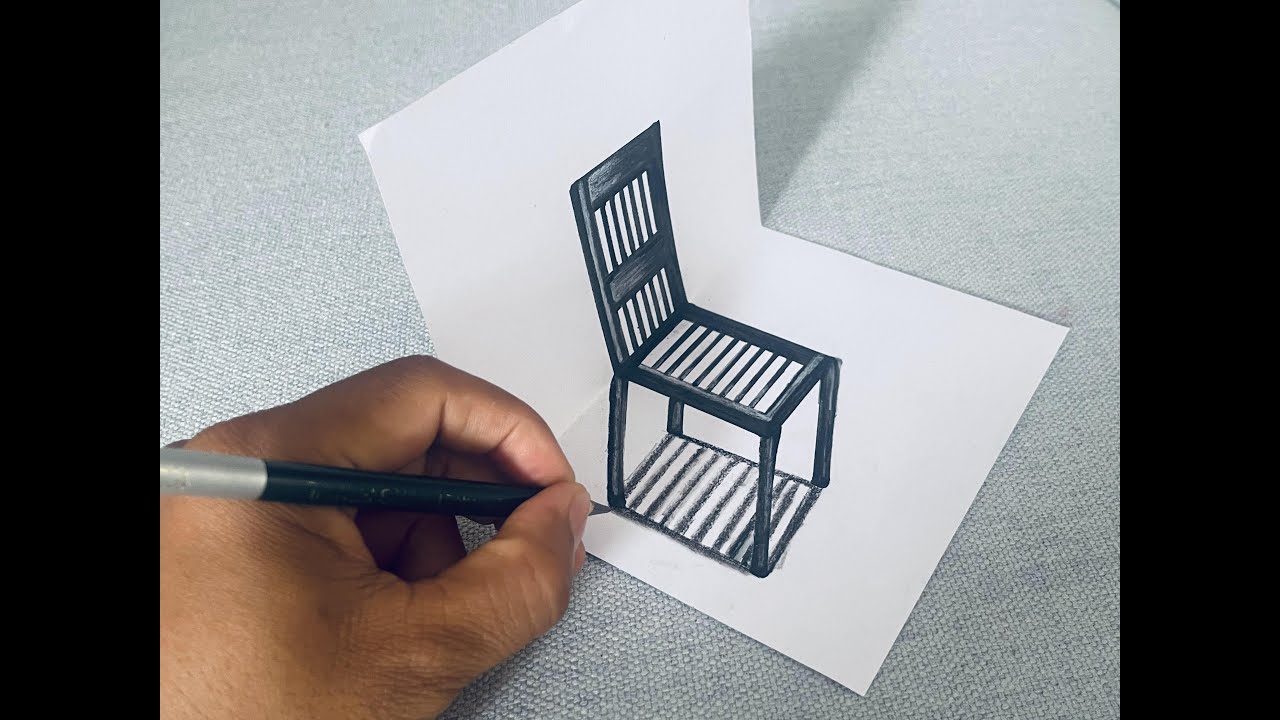 easy draw chair 3D on paper for beginners, how to draw chair 3D - YouTube