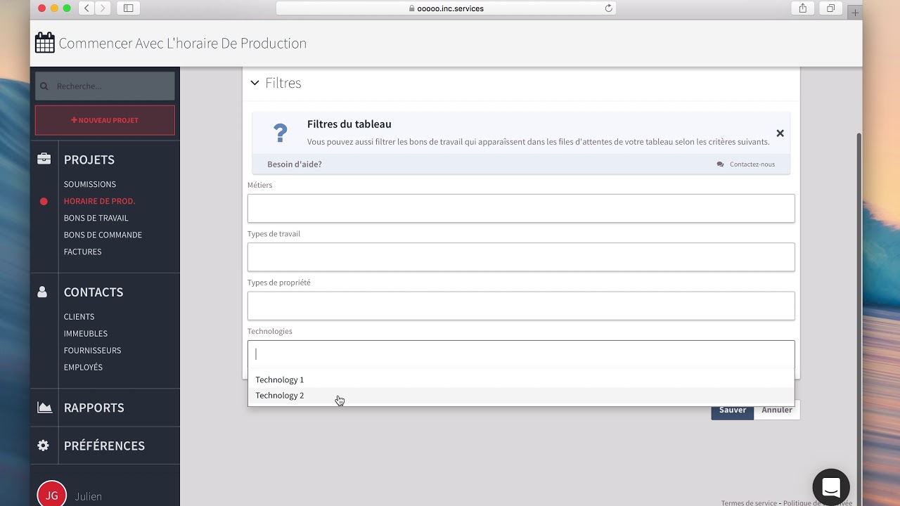 Tableau de production - YouTube