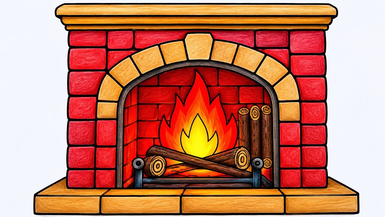 How to Draw a Fireplace Easy Drawing and Coloring Tutorial #fireplace ...