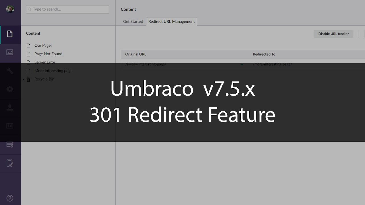 Umbraco 301 Redirects v7.5.0 - YouTube