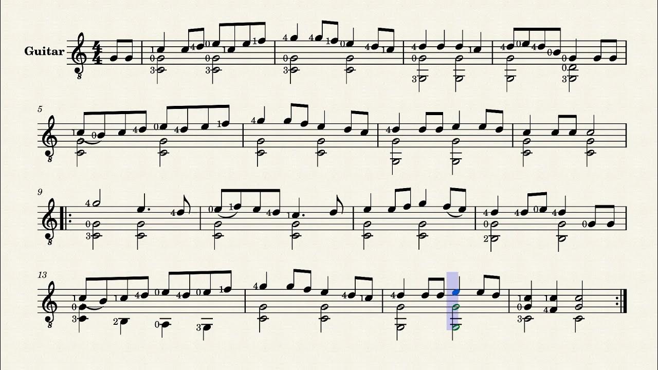 Simple Gifts, American Shaker song (guitar sheet music) - YouTube