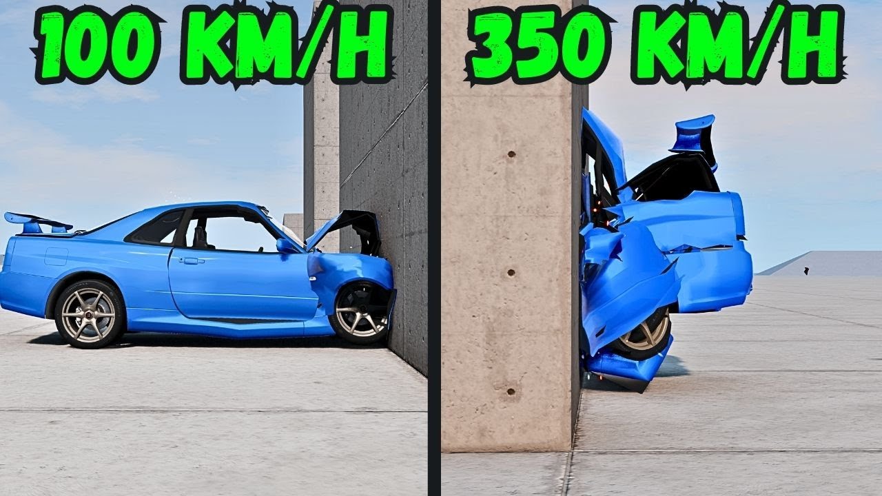 Nissan GT-R R34 CRASH test💥 350 KM/H 💥 BeamNG.Drive - YouTube