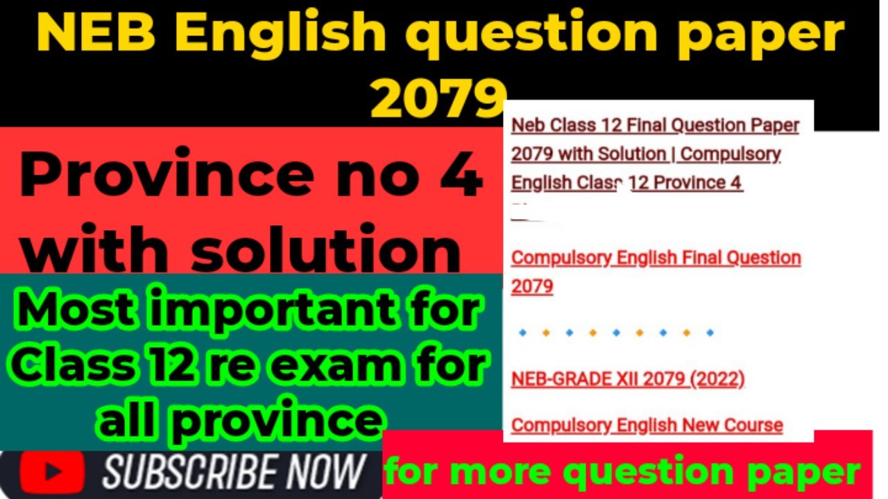class 12 re EXAM 2079। Class 12 neb english question paper 2079 । Hints ...