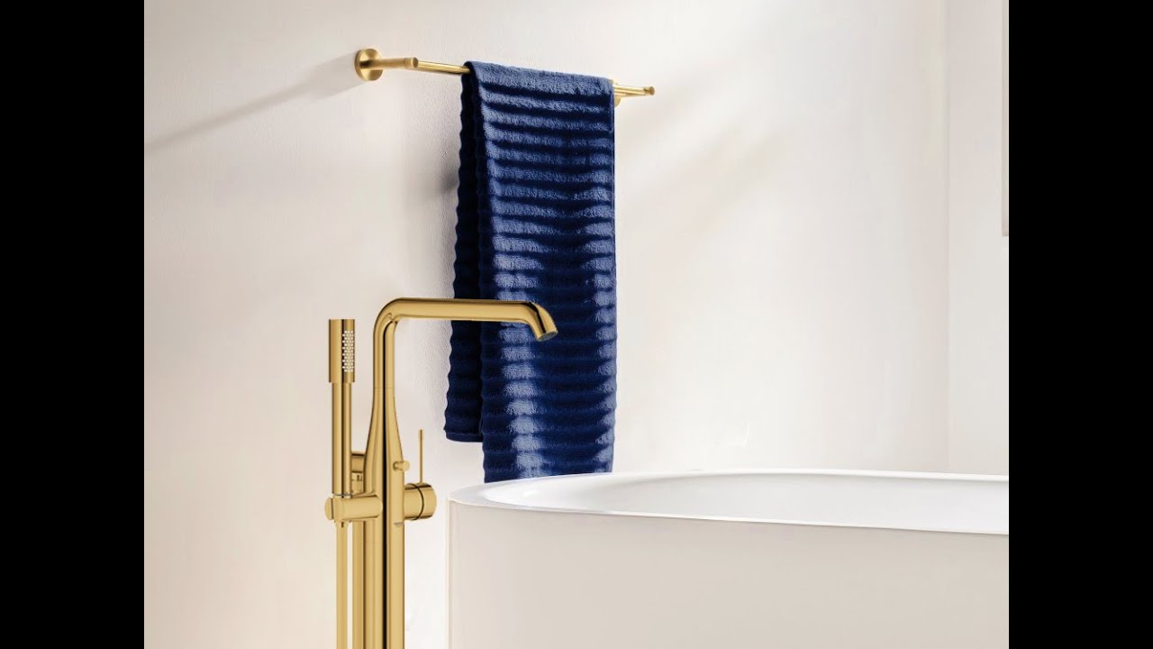 Unboxing GROHE Essence (23491GL1) Single-Lever Bath Mixer 1/2" Floor ...