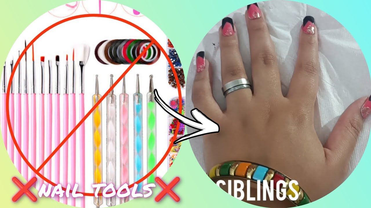 NAIL ART WITHOUT TOOLS | NAIL ART ON EXTENSION | HOW TO DO NAIL ART ON ...