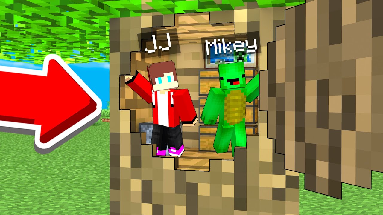 TINY JJ and Mikey Built a Secret Base Inside a TREE in Minecraft - YouTube