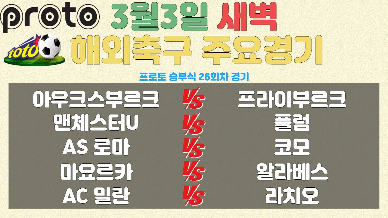 토토분석 스포츠분석 프로토분석 3월3일 Fa컵 프리미어리그 분데스리가 라리가 세리에a 해외축구 분석 Youtube