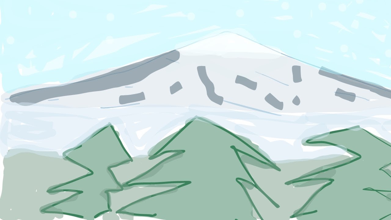 I Drew a Snowy Mountain Simple Winter Art - YouTube