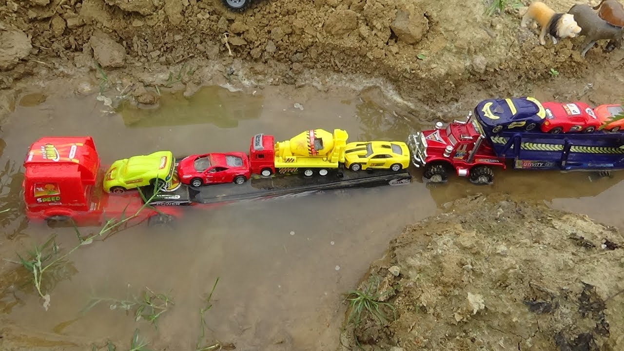 Trucks carry out rescue in the flood | Baby toys studio. - YouTube
