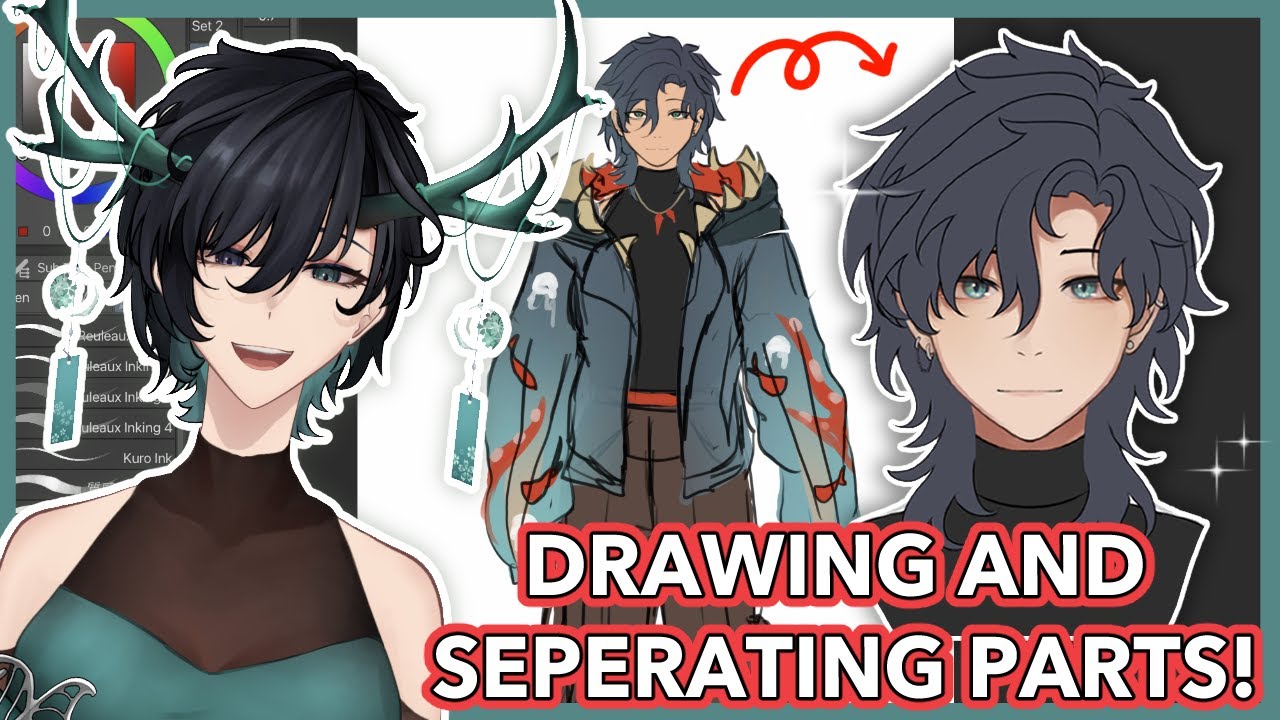 Making my new Vtuber model on stream | Drawing and seperating parts ...