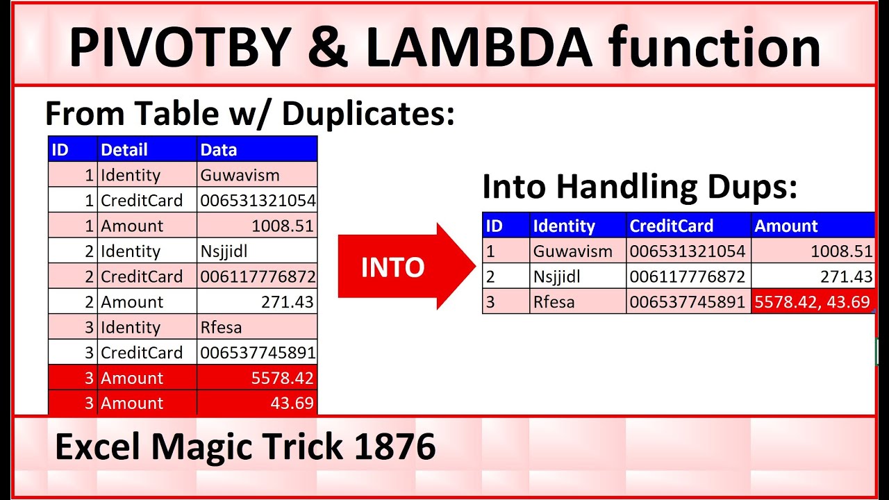 PIVOTBY & LAMBDA Functions to Covert Bad Data Into Proper Table, When ...