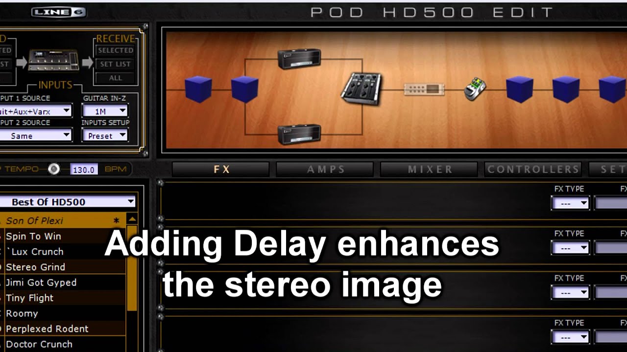 Programming the Line 6 POD HD Effects: A Simple Dual Amp Tweak - YouTube