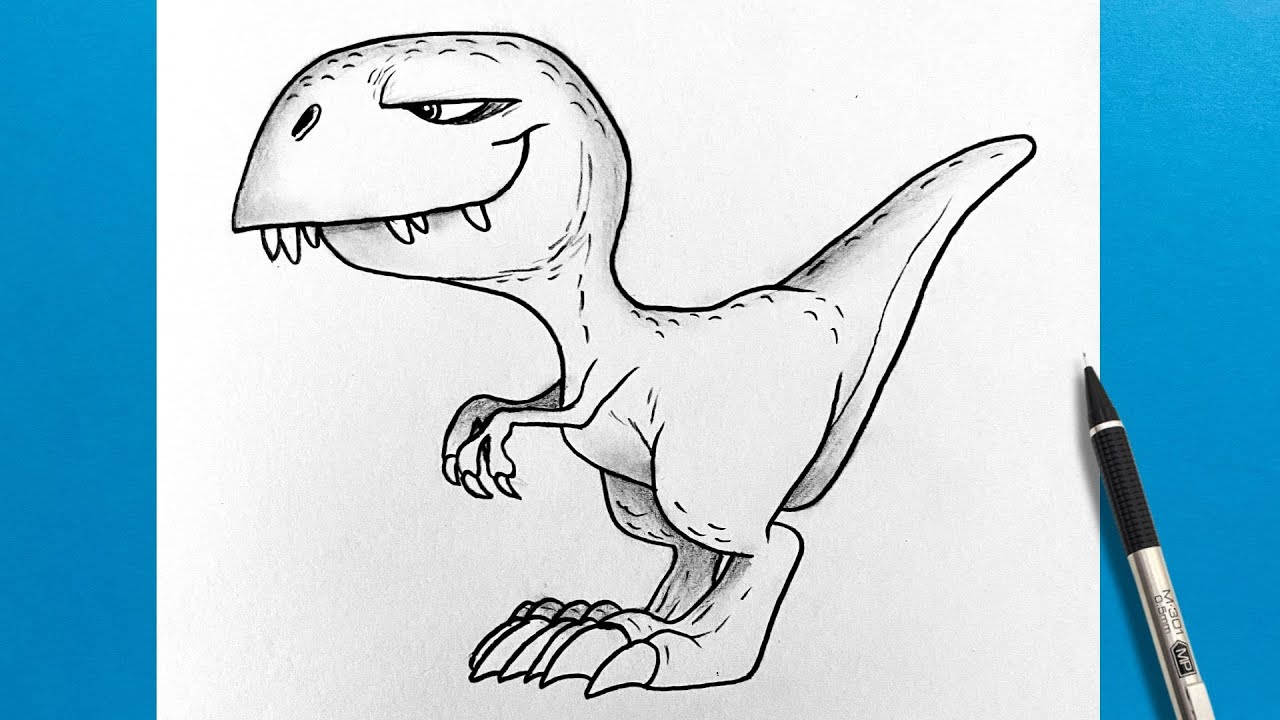 How To Draw A Dinosaur Easy Step By Step | T-Rex Dinosaur Drawing ...
