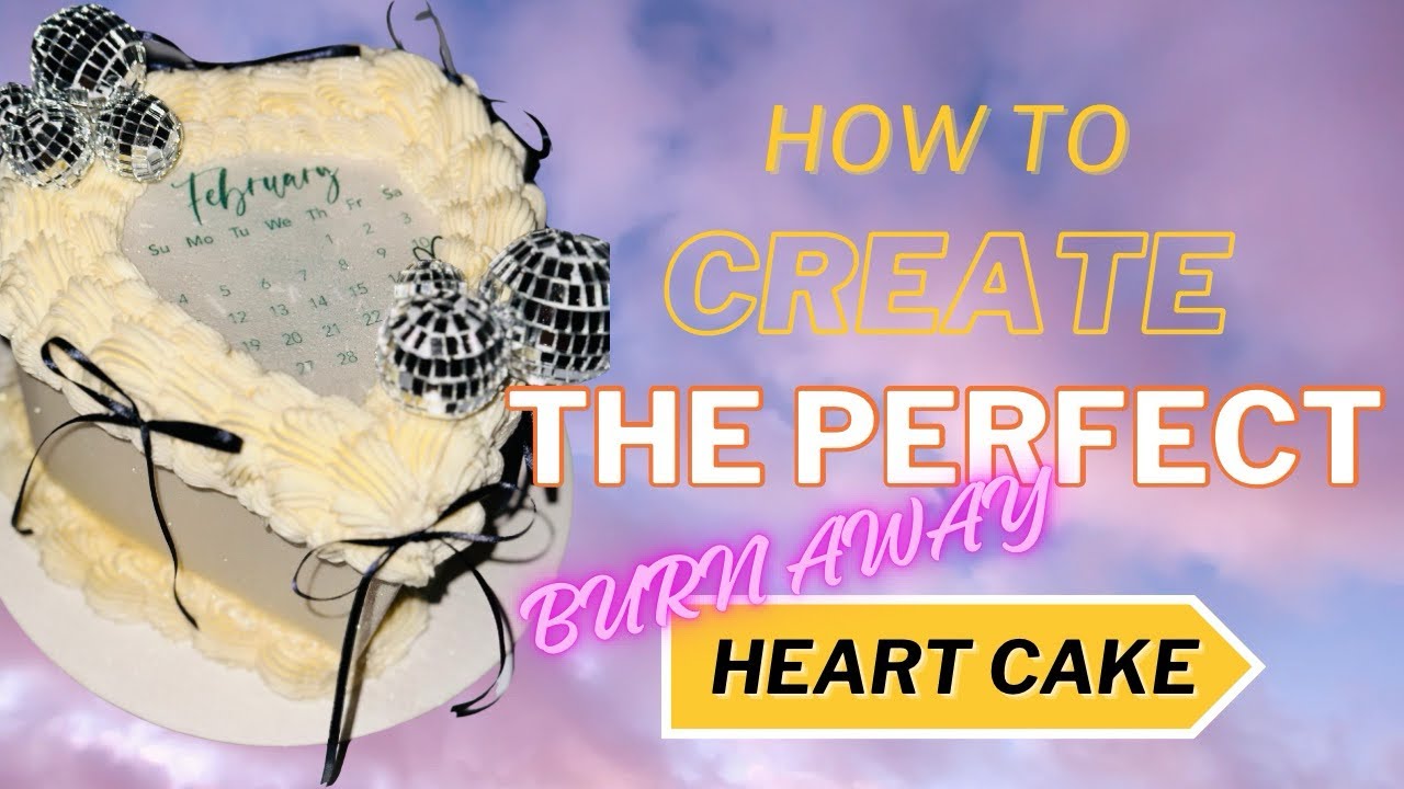 Easy burn away heart cake design! #cake - YouTube