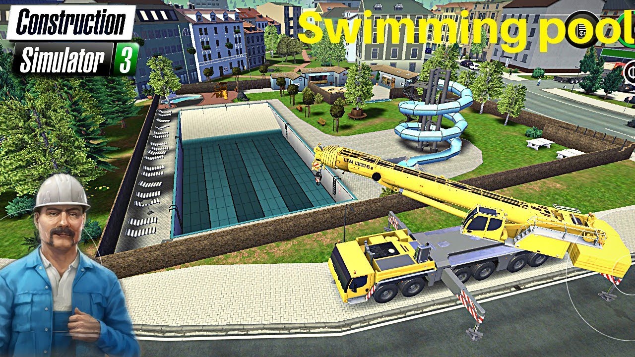 Finally I completed this amazing swimming pool. Construction simulator ...