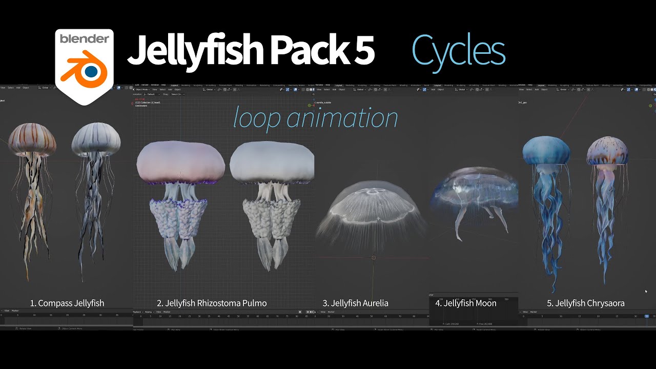 Jellyfish Pack 5. Blender - YouTube