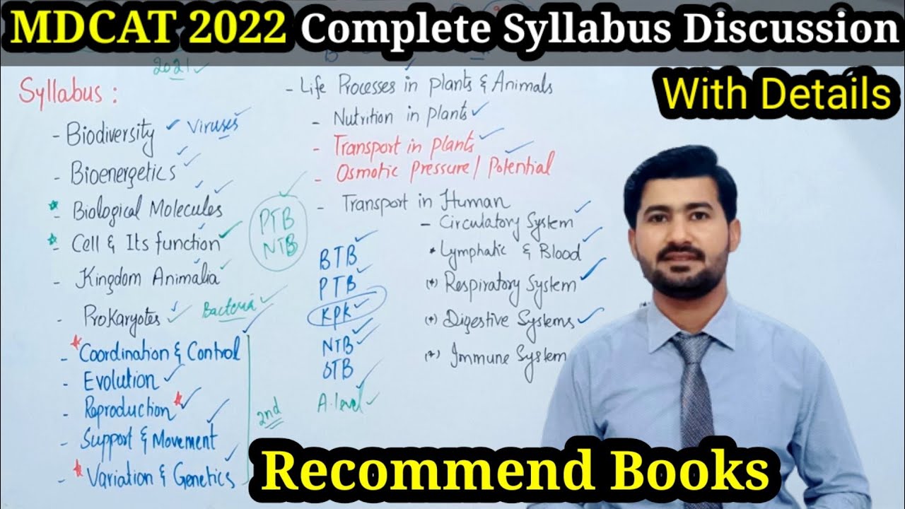 MDCAT 2022 PMC Final Syllabus | Recommend books Mdcat 2022 - YouTube