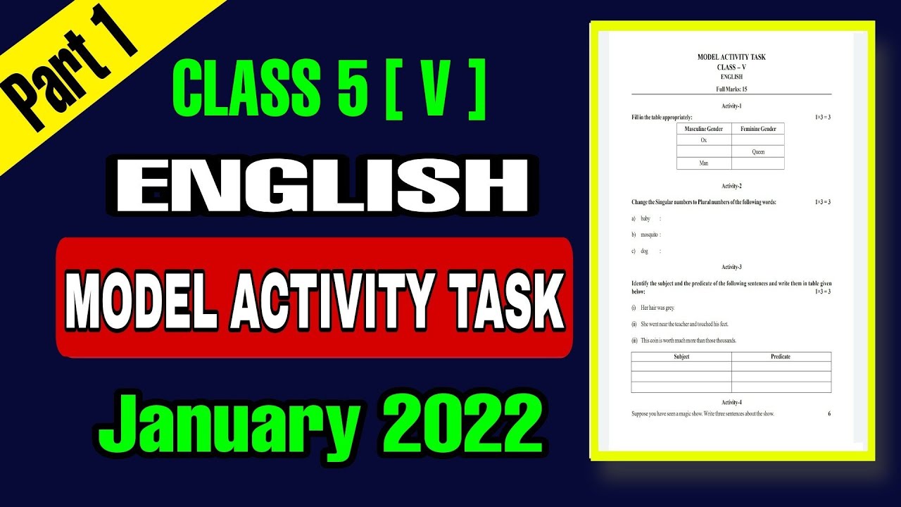 model activity task class 5 2022 english part 1|| class 5 model ...