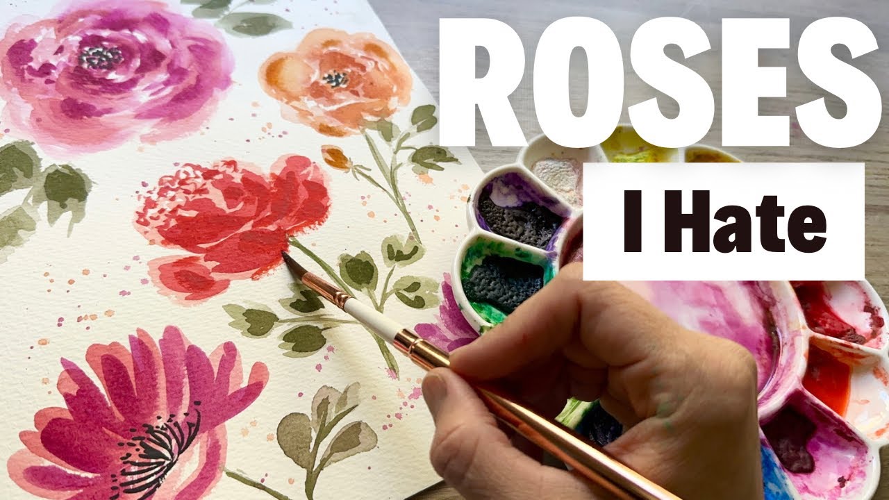 Paint a difficult flower - Watercolor roses from various perspectives ...