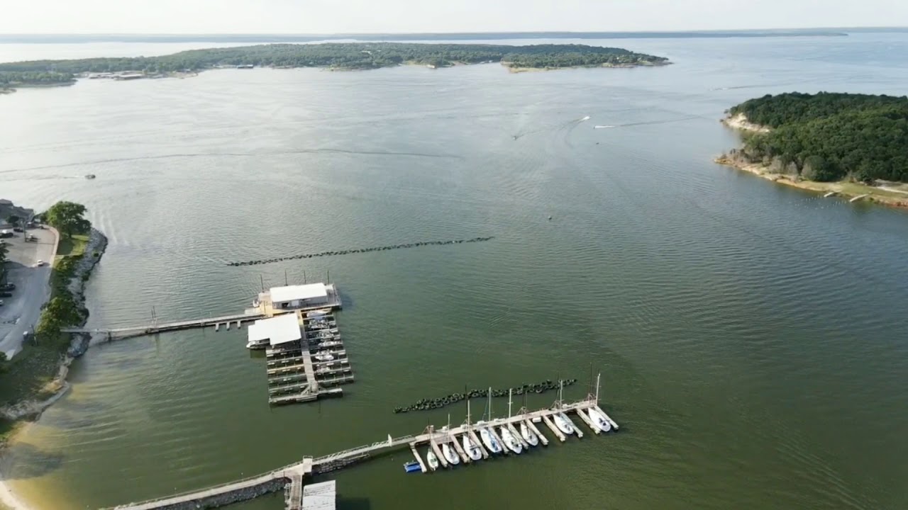 Grandpappy Point and Lighthouse Marina on Lake Texoma drone footage ...