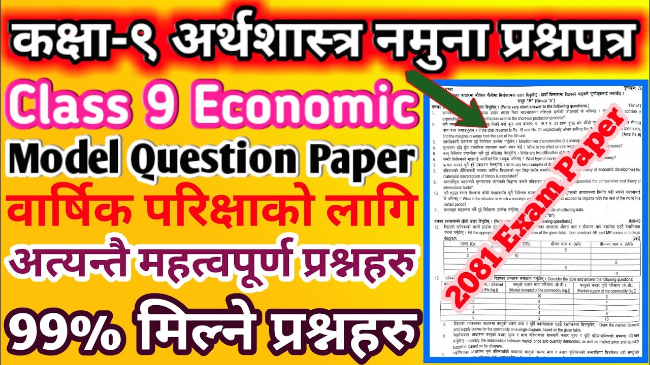 Class 9 Economics: अर्थशास्त्र Model Question 2081 | Model Questions ...