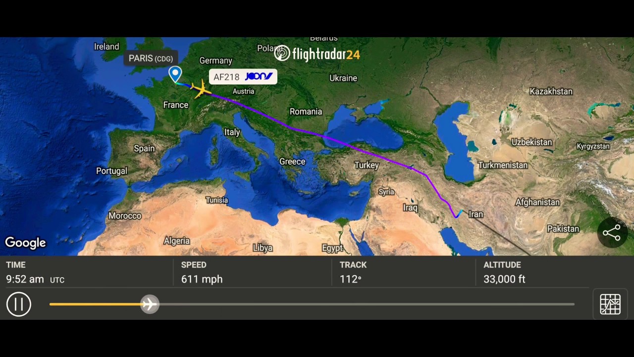 FLIGHT AF218 DISSAPPEARS OVER IRAN - YouTube