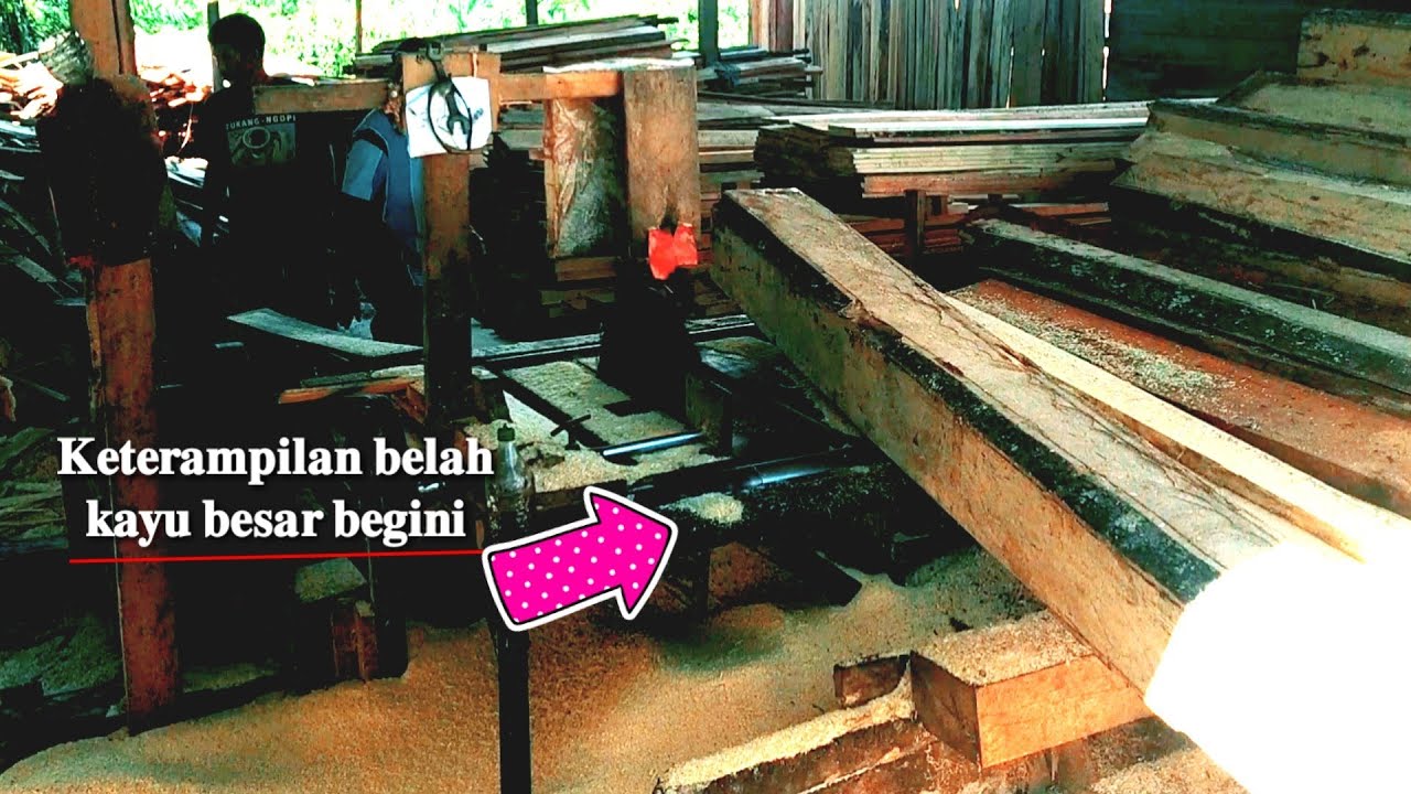 keterampilan belah kayu balok membuat papan di meja serkel - YouTube