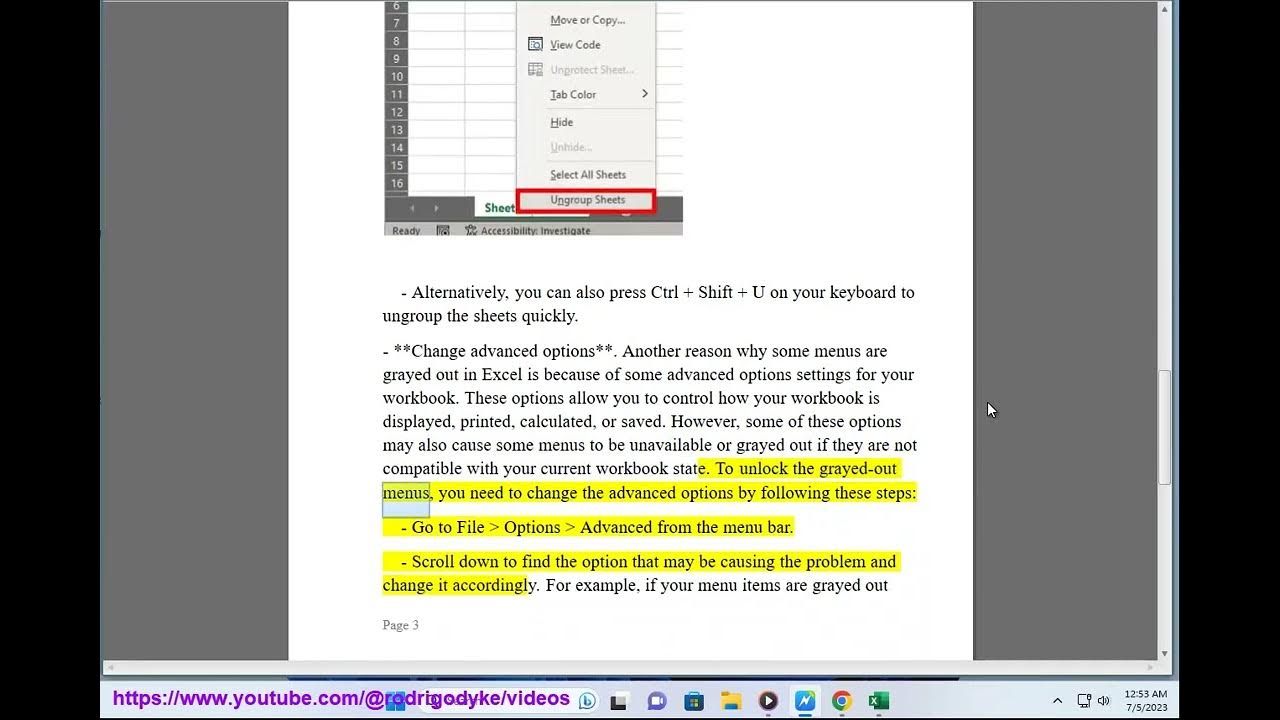 Unlock Grayed out Menus In Microsoft Excel YouTube unlock-grayed-out-menus-in-microsoft-excel-youtube