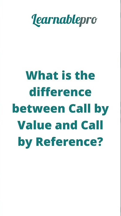 What is the difference between Call by Value and Call by reference? - YouTube