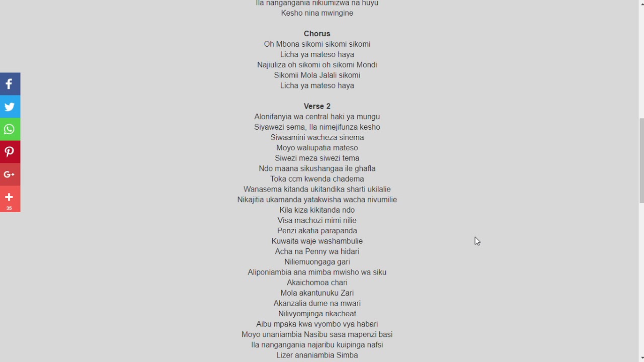 Diamond Platinumz Sikomi Lyrics - YouTube
