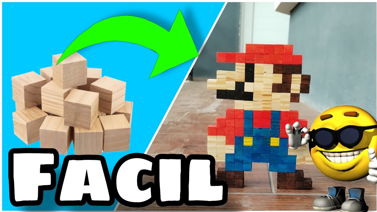 hice una figura de Mario Bros con cubitos de madera #nintendo #trending ...