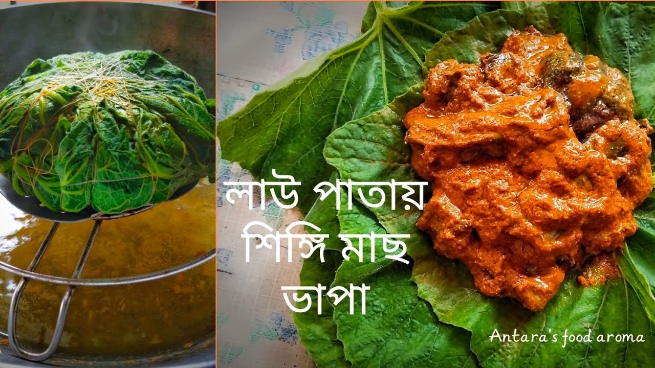 লাওপাতায় শিঙ্গি মাছ ভাপা। Laupatay singi mach vapa recipe. grambanglar ...