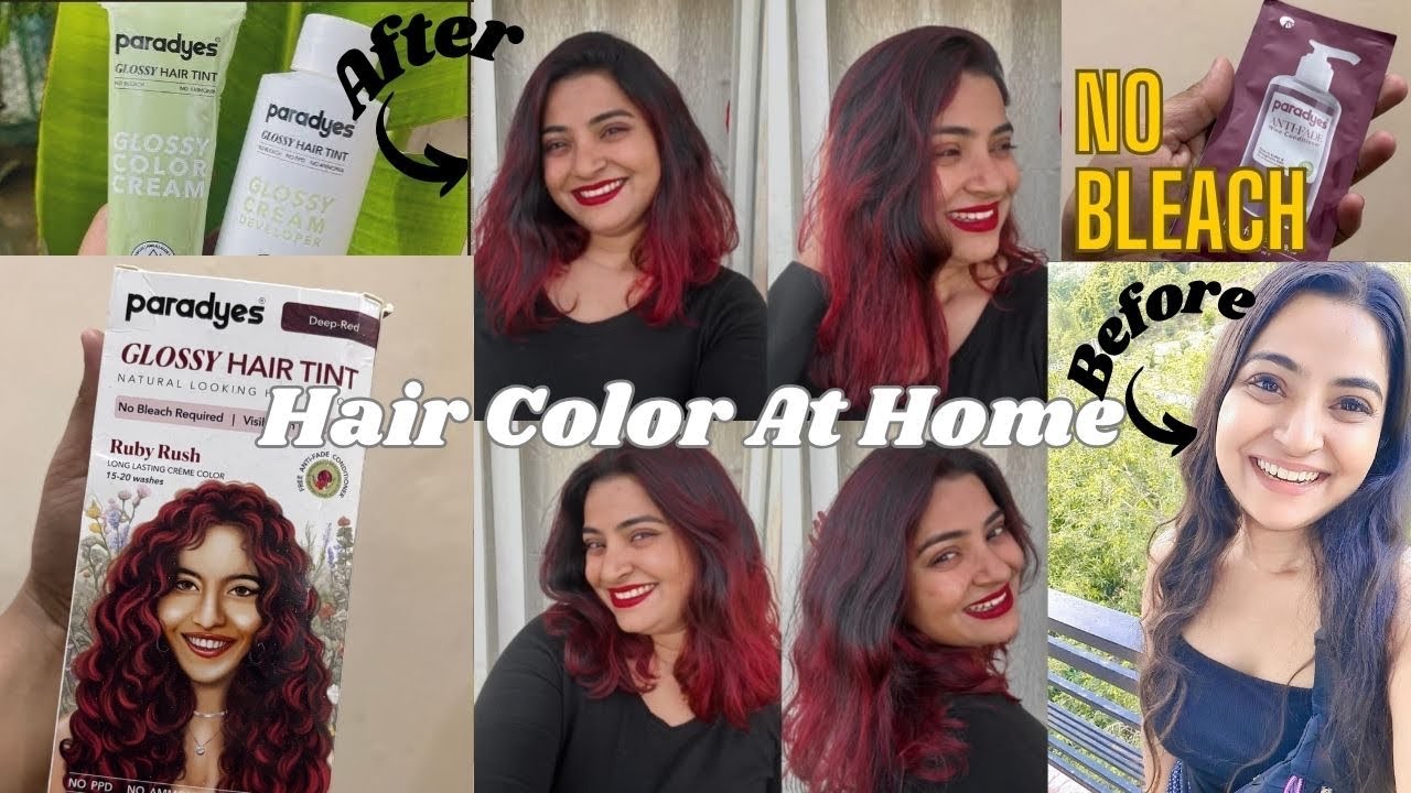 NO BLEACH HAIR COLOR AT HOME | Paradyes Glossy Hair Tint Review | Black ...